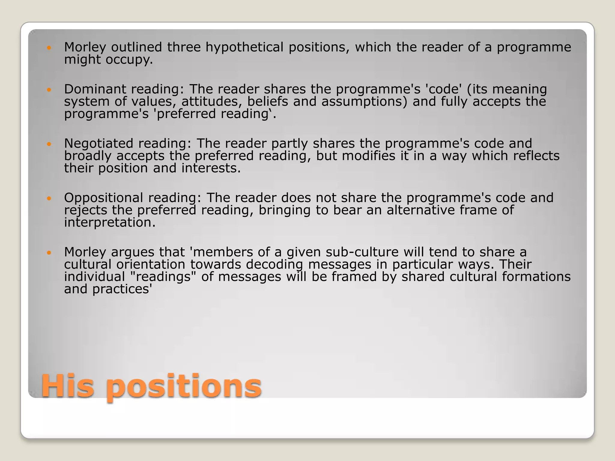 David morley - Nationwide project | PPT