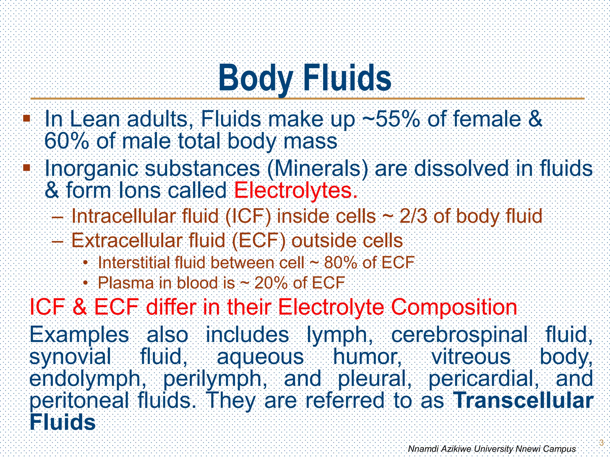 Body Fluids and Electrolyte Homeostasis | PPTX