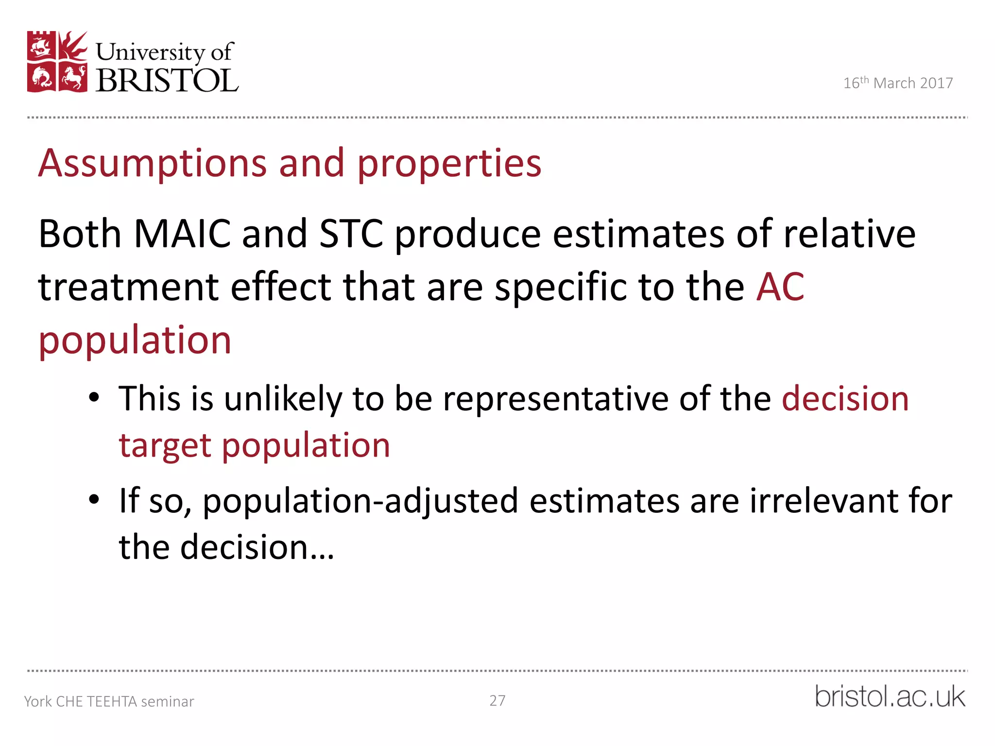 Population-adjusted treatment comparisons: estimates based on MAIC ...