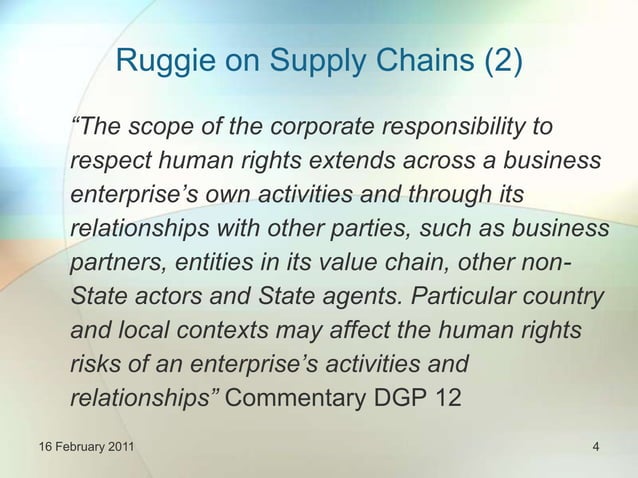 The ‘Protect, Respect and Remedy’ framework in supply chains: principles and practice | PPT