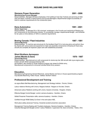 David reid revised resume word 1 copy | PDF