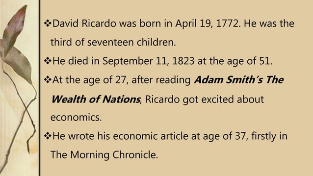 Economist, David Ricardo's Works | PPT