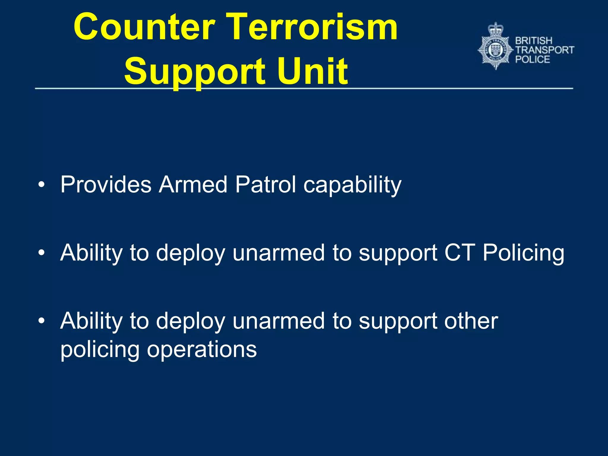 David Roney, Superintendent, Counter Terrorism, British Transport ...