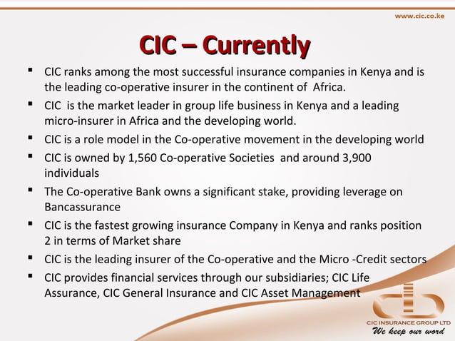 Can cooperatives evolve into the mainstream? (CIC Insurance Group, Kenya) | PPT