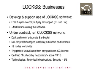 Economic Sustainabilityof Digital Preservation - Prof. David Rosenthal, Chief Scientist LOCKSS ...