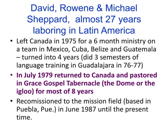 David, Rowene & Michael Sheppard Ministry Review 2010 | PPT