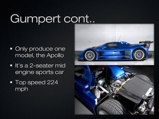 David Sapper - List of Luxury Cars and their Details | PPT