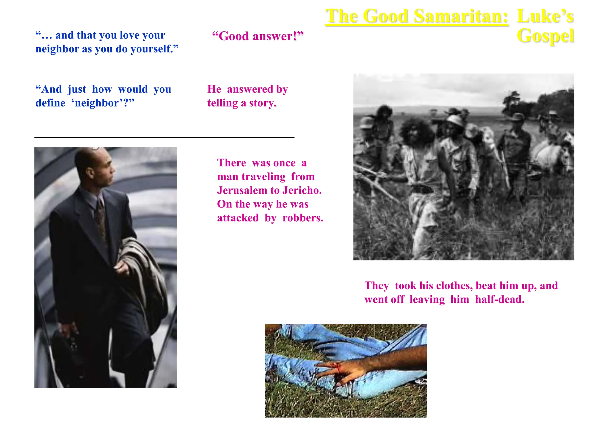 Good Samaritan parable to illustrate story elementspresentation.ppt ...