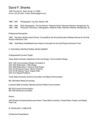 David Shanks CV 2010 | DOCX