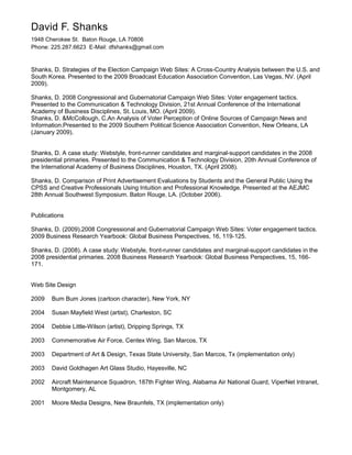 David Shanks CV 2010 | DOCX