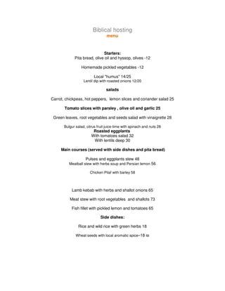 David's harp biblical hosting menu | PDF