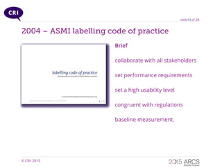 David sless cri medicine labelling @ arcs 2015 | PPT