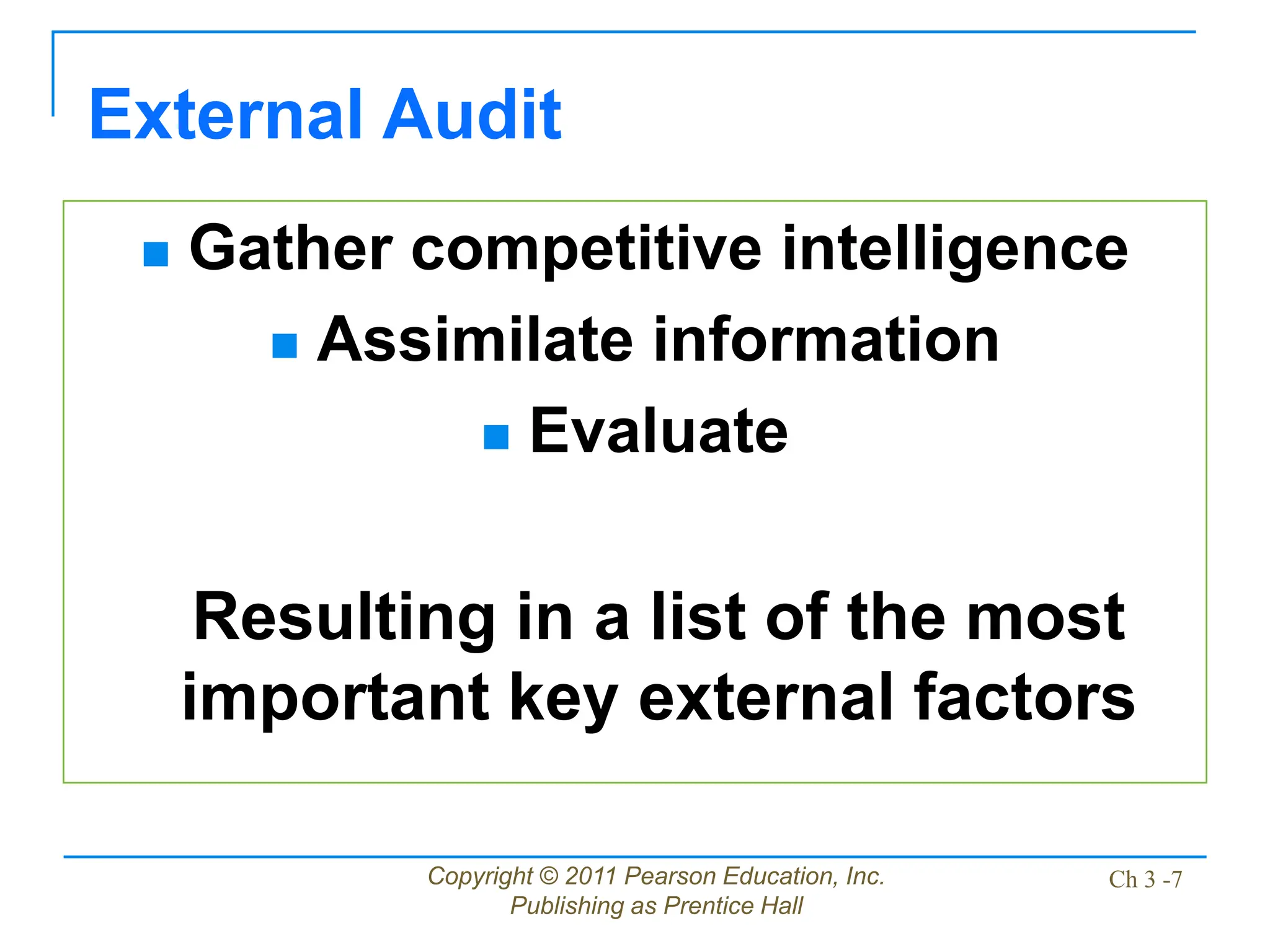 strategic management chapter 3 of external audit | PPT