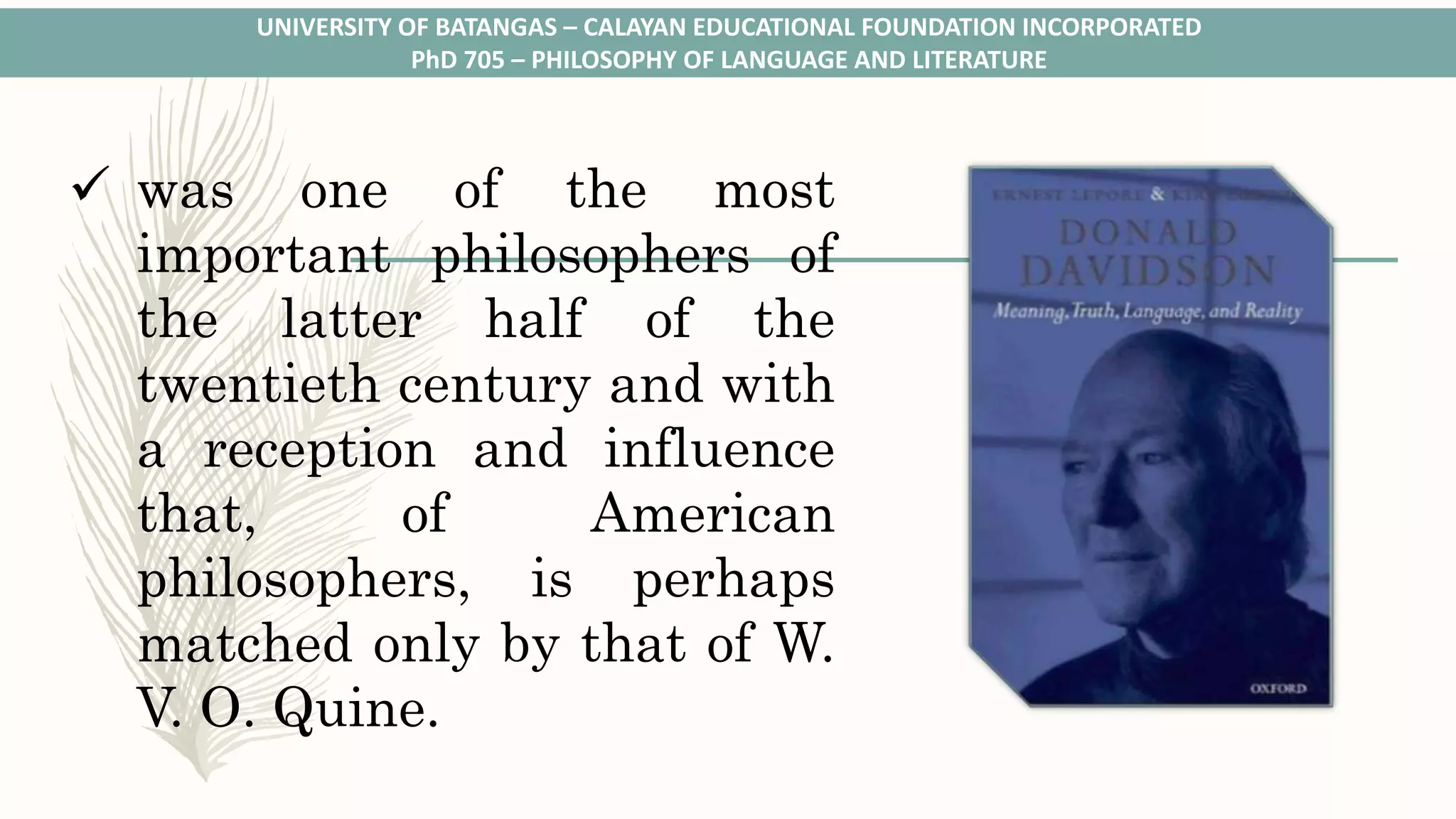 Davidson on truth and meaning | PPTX