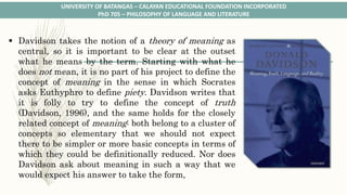 Davidson on truth and meaning | PPTX