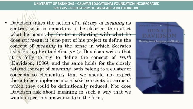 Davidson on truth and meaning | PPT