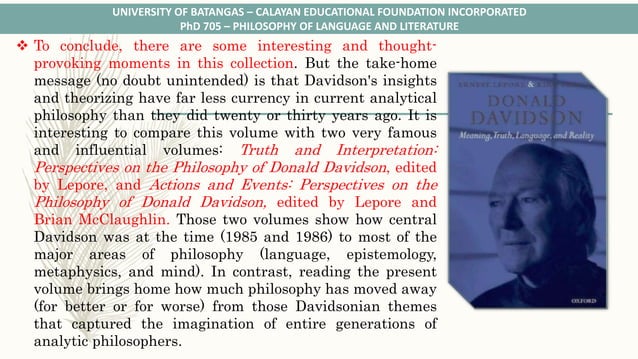 Davidson on truth and meaning | PPT