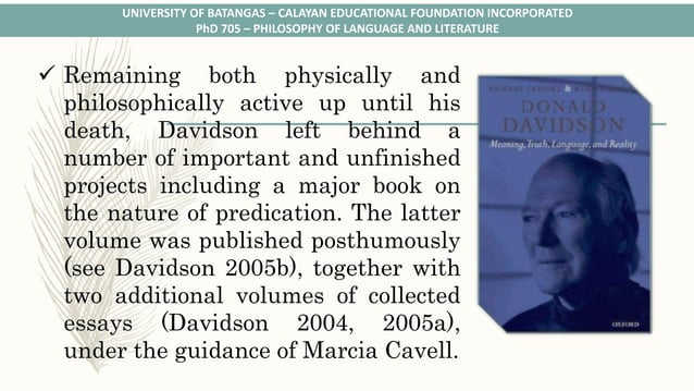 Davidson on truth and meaning | PPT