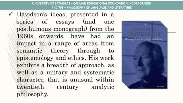 Davidson on truth and meaning | PPT