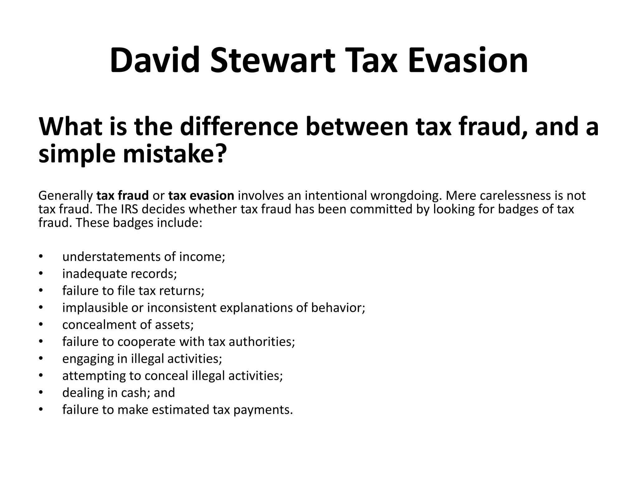 David Stewart Tax Evasion | PPTX