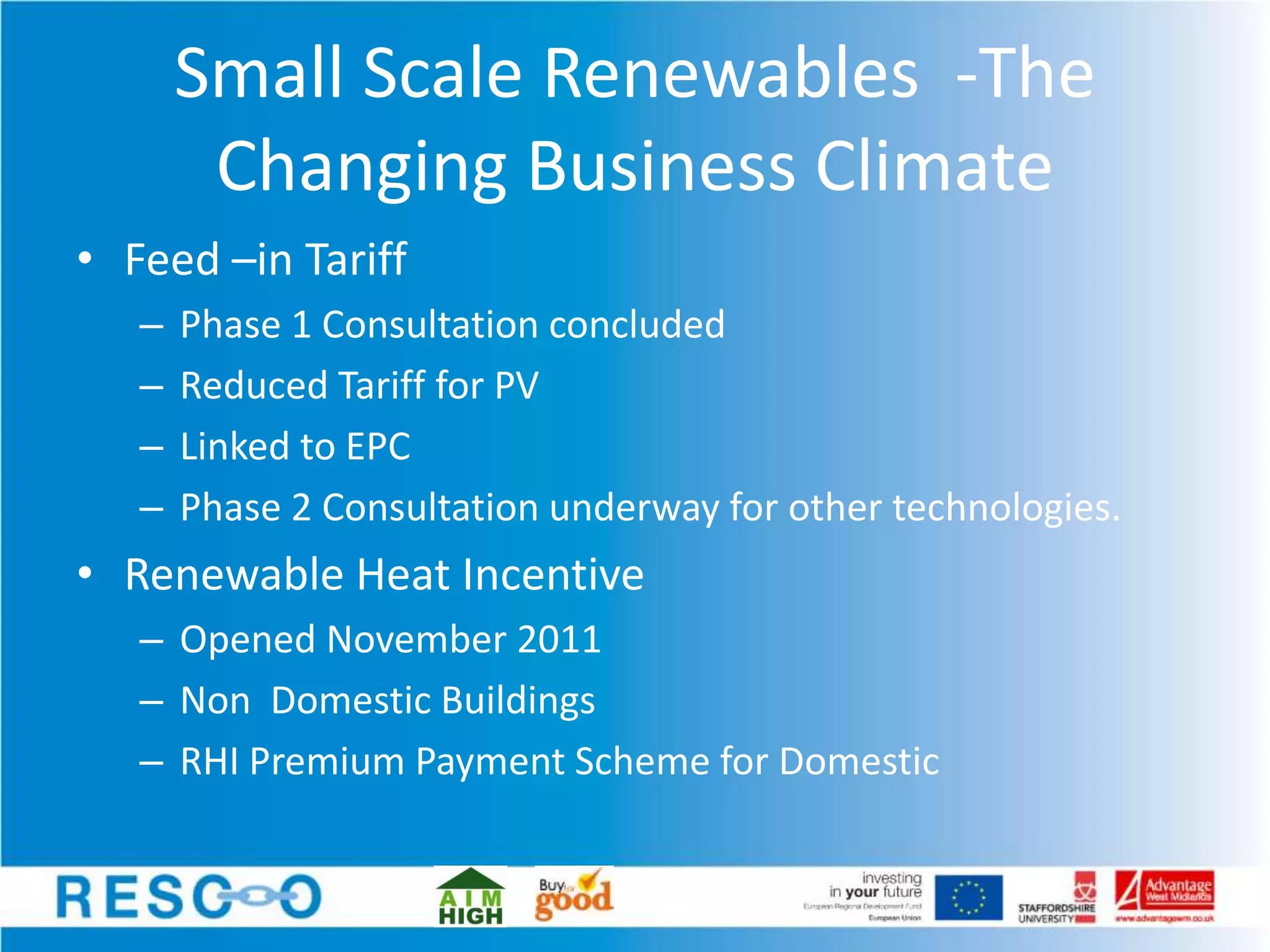 Welcome....Small Scale Renewables - by David Terry | PPT