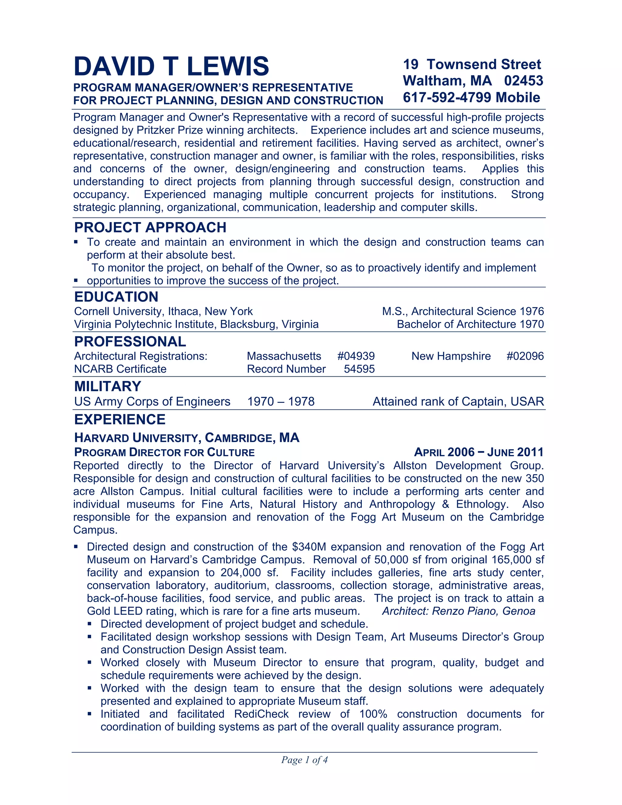 David T. Lewis Unabridged Resume | PDF