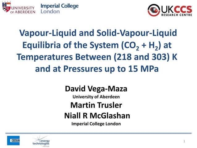 Vapour-Liquid and Solid-Vapour-Liquid Equilibria of the System (CO2 + H2) at Temperatures ...