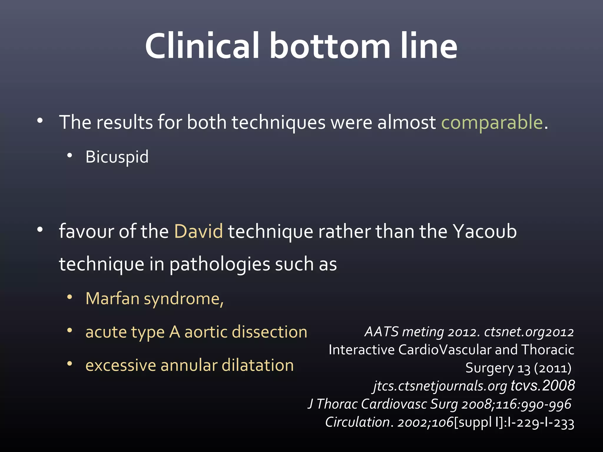 Aortic Valve Sparring Root Replacement David vs yacoub | PPT