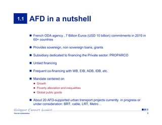 Urban Transportation: French Development Agency | PPT