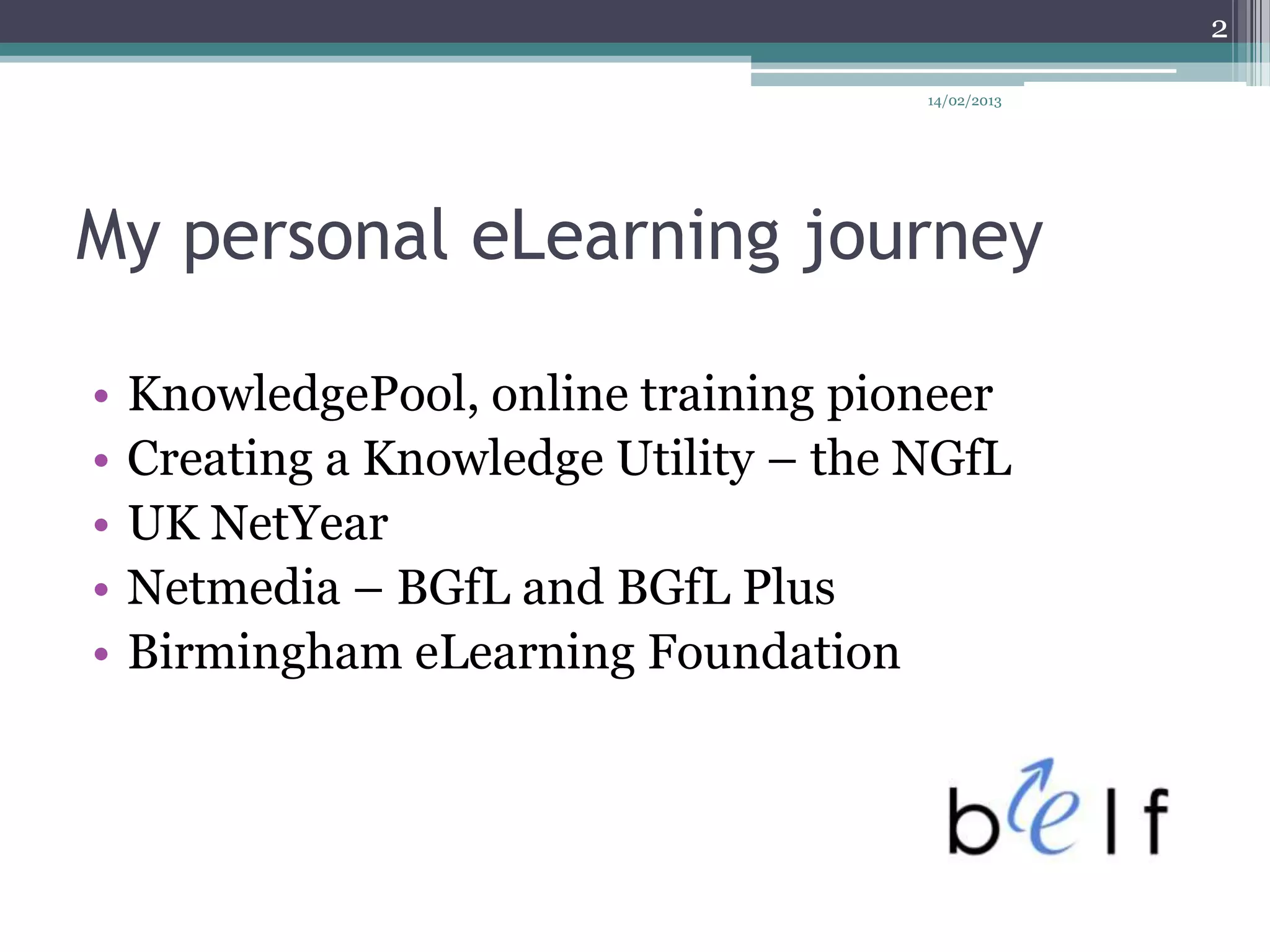 David Wimpress, Patron Birmingham eLearning Foundation | PPTX | Education industry | Industries