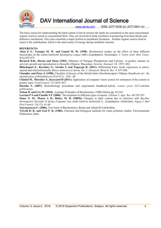BIOCHEMICAL STUDIES OF HOUSEFLY, MUSCA DOMESTICA | PDF