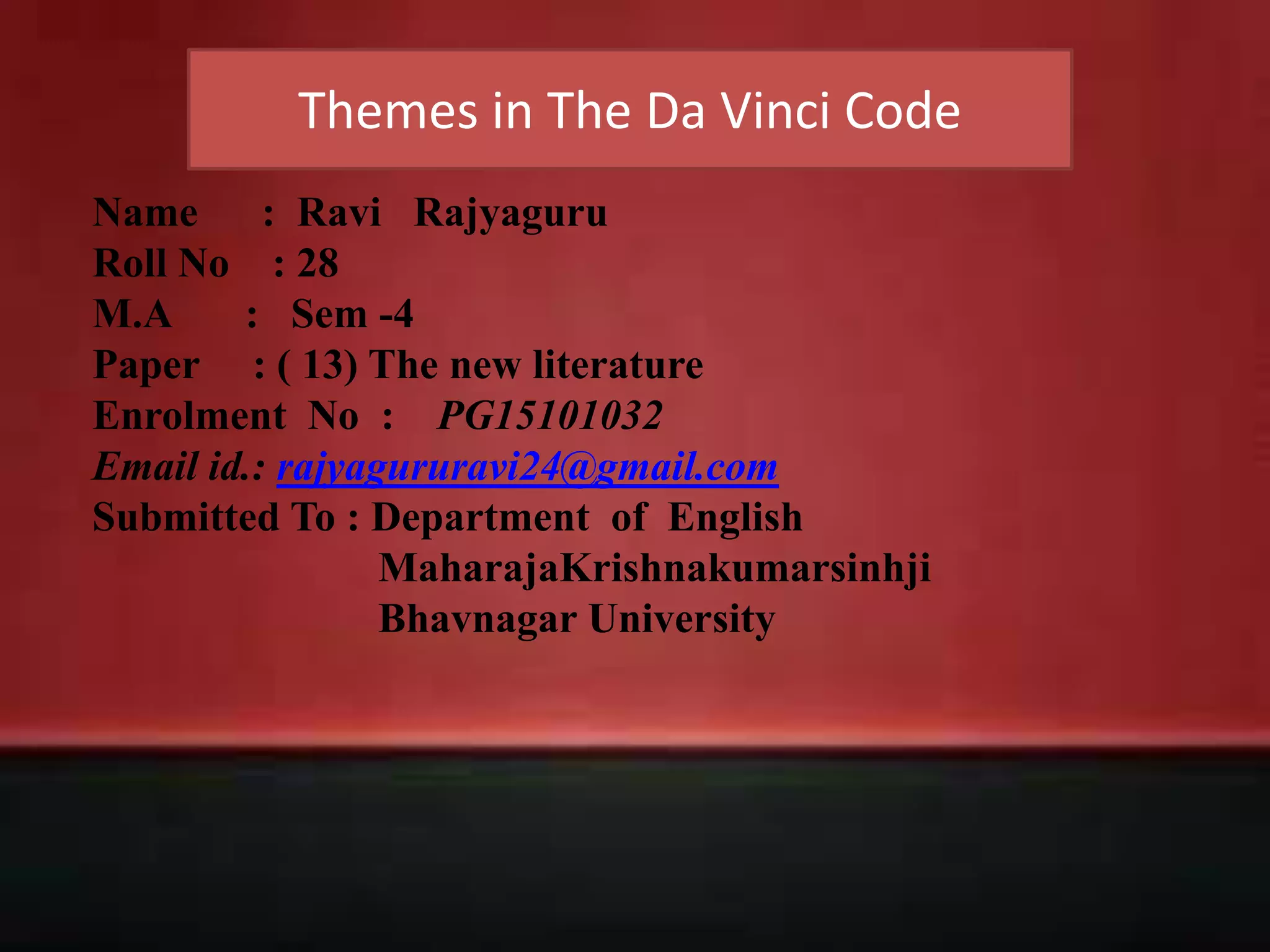 Themes in The Da Vinci Code | PPT