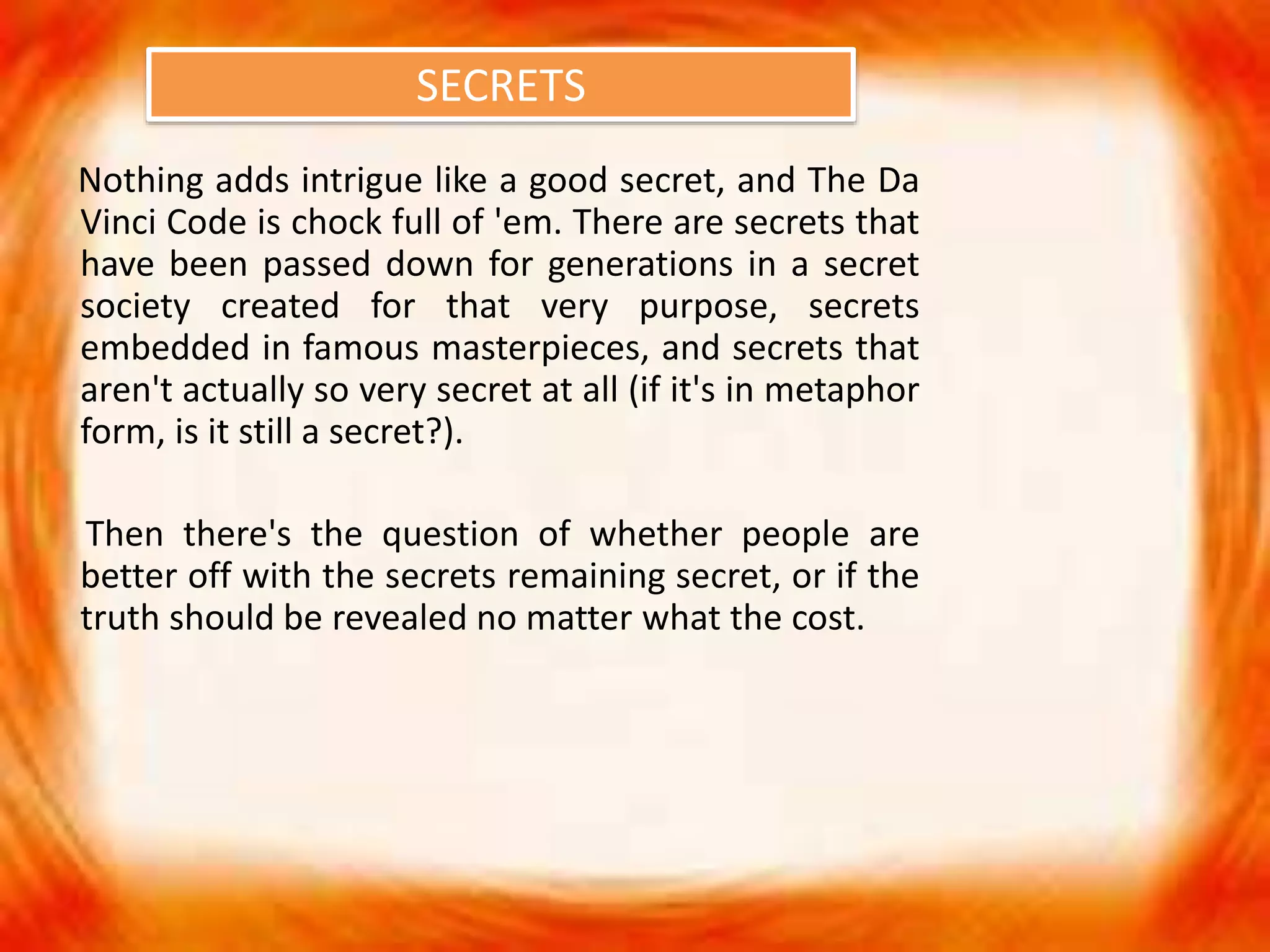 Themes in The Da Vinci Code | PPT