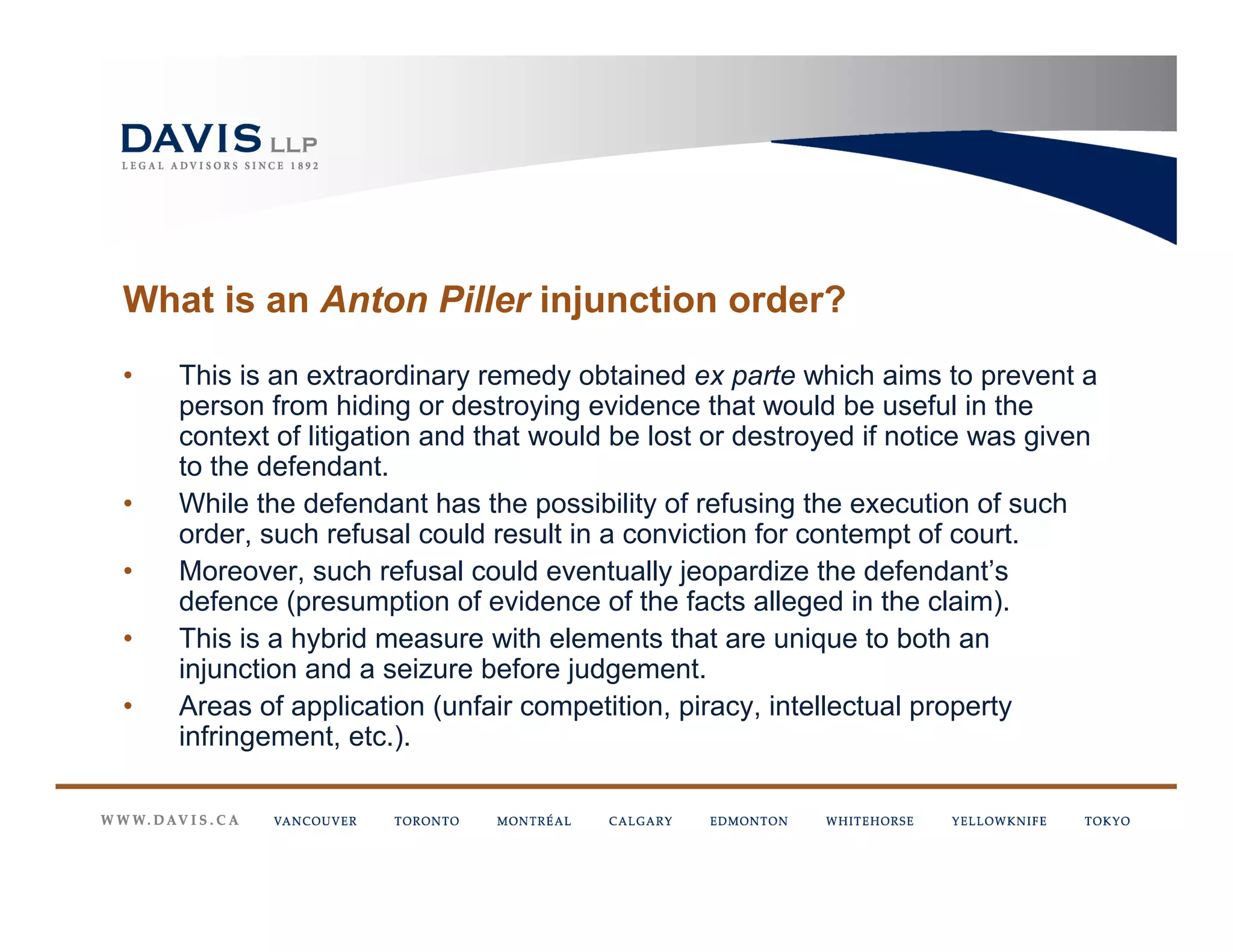 Our Friend, Anton Piller (The Injunction) | PPT