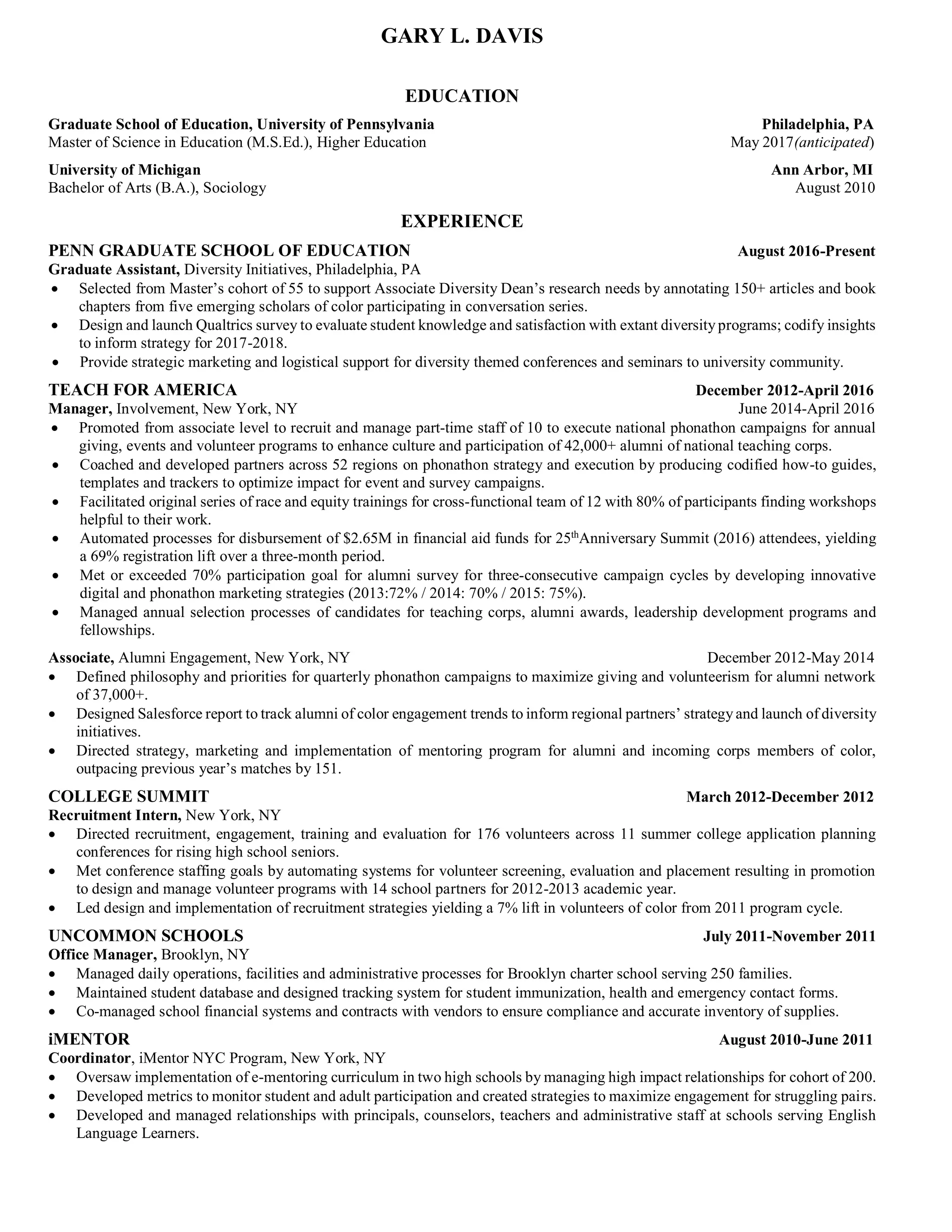 Gary L. Davis' Resume | PDF