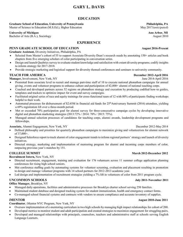 Gary L. Davis' Resume | PDF