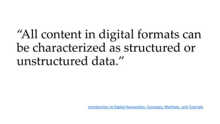 Data for the Humanities | PPT
