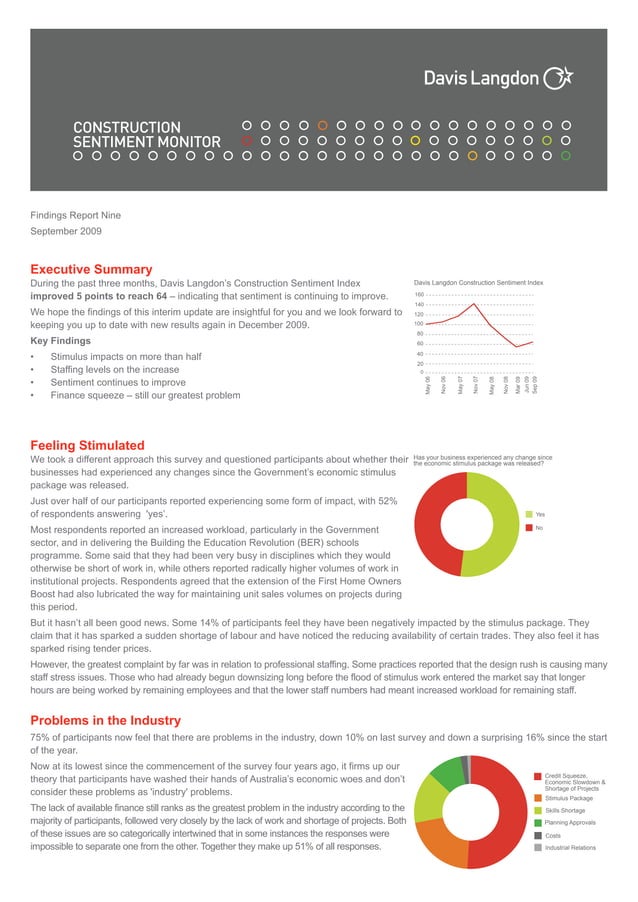 Davis Langdon Sentiment Monitor 9 - Sept 09 | PDF