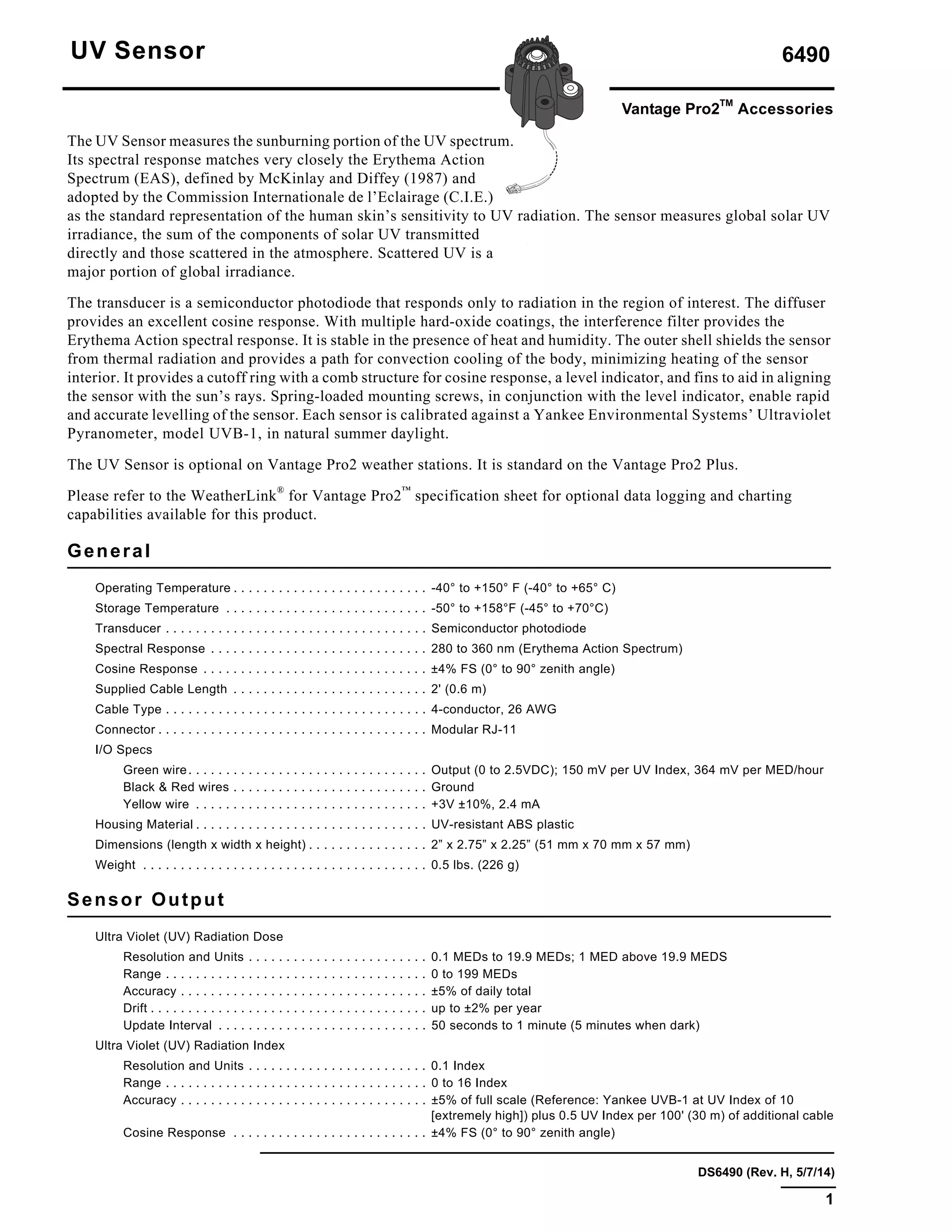 Davis Instruments 6490 ultraviolet sensor | PDF | Physics | Science