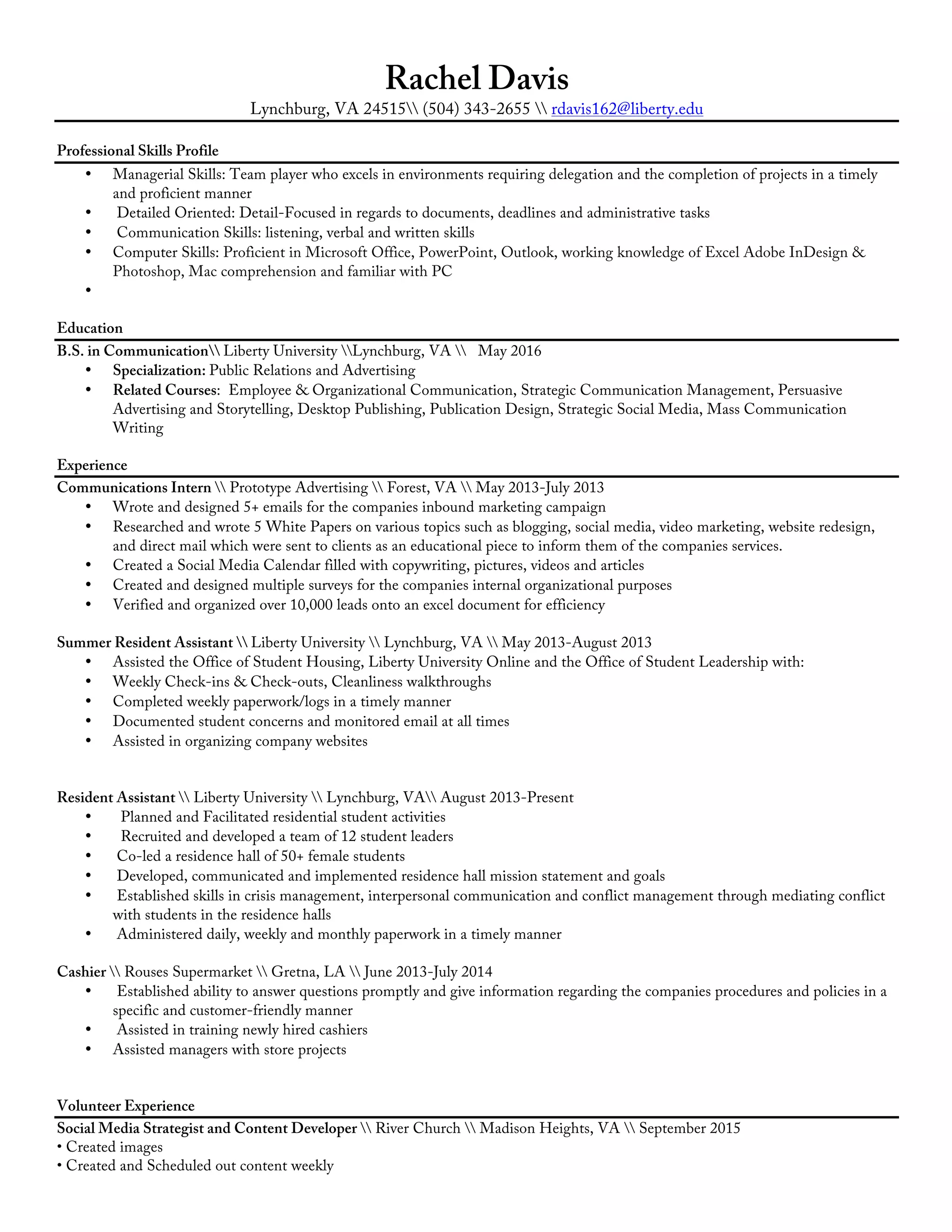Davis, Rachel_Resume | PDF