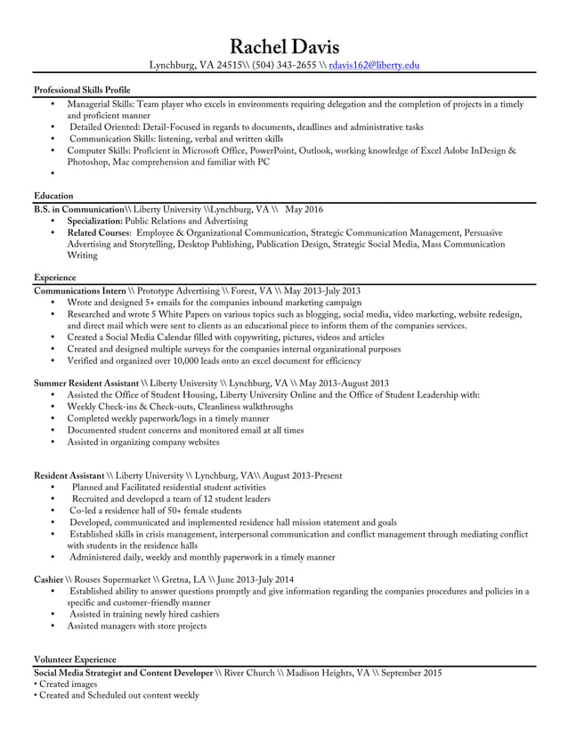 Davis, Rachel_Resume | PDF | Business Administration | Business
