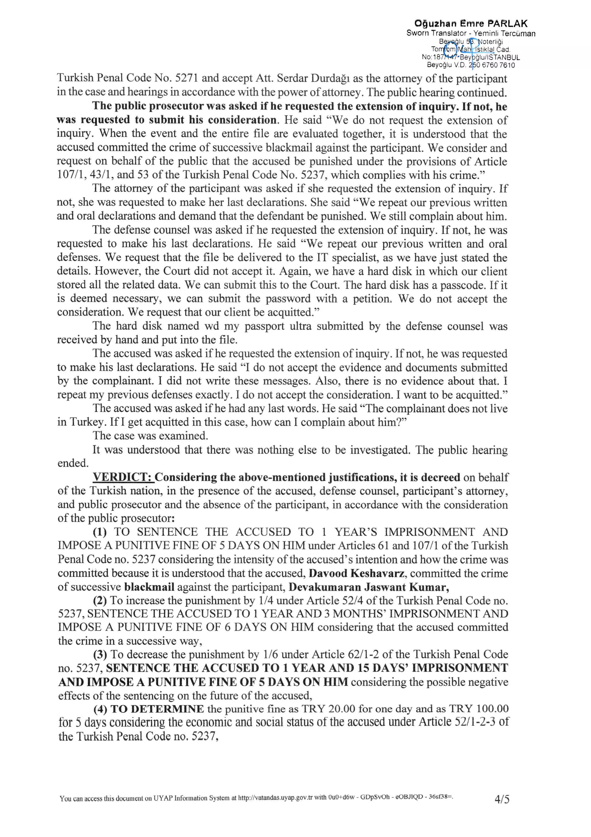 Davood Keshavarz Criminal Conviction Court Order | PDF