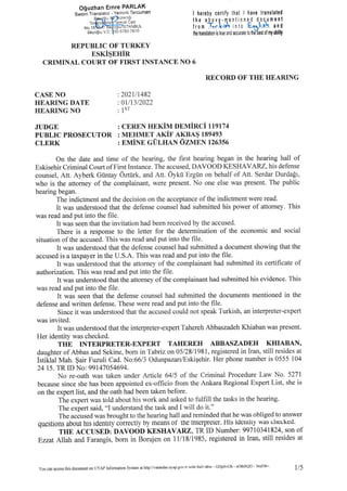 Davood Keshavarz Criminal Conviction Court Order | PDF