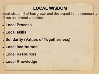 Role of local wisdom in rapidity of rehabilitation and reconstruction ...