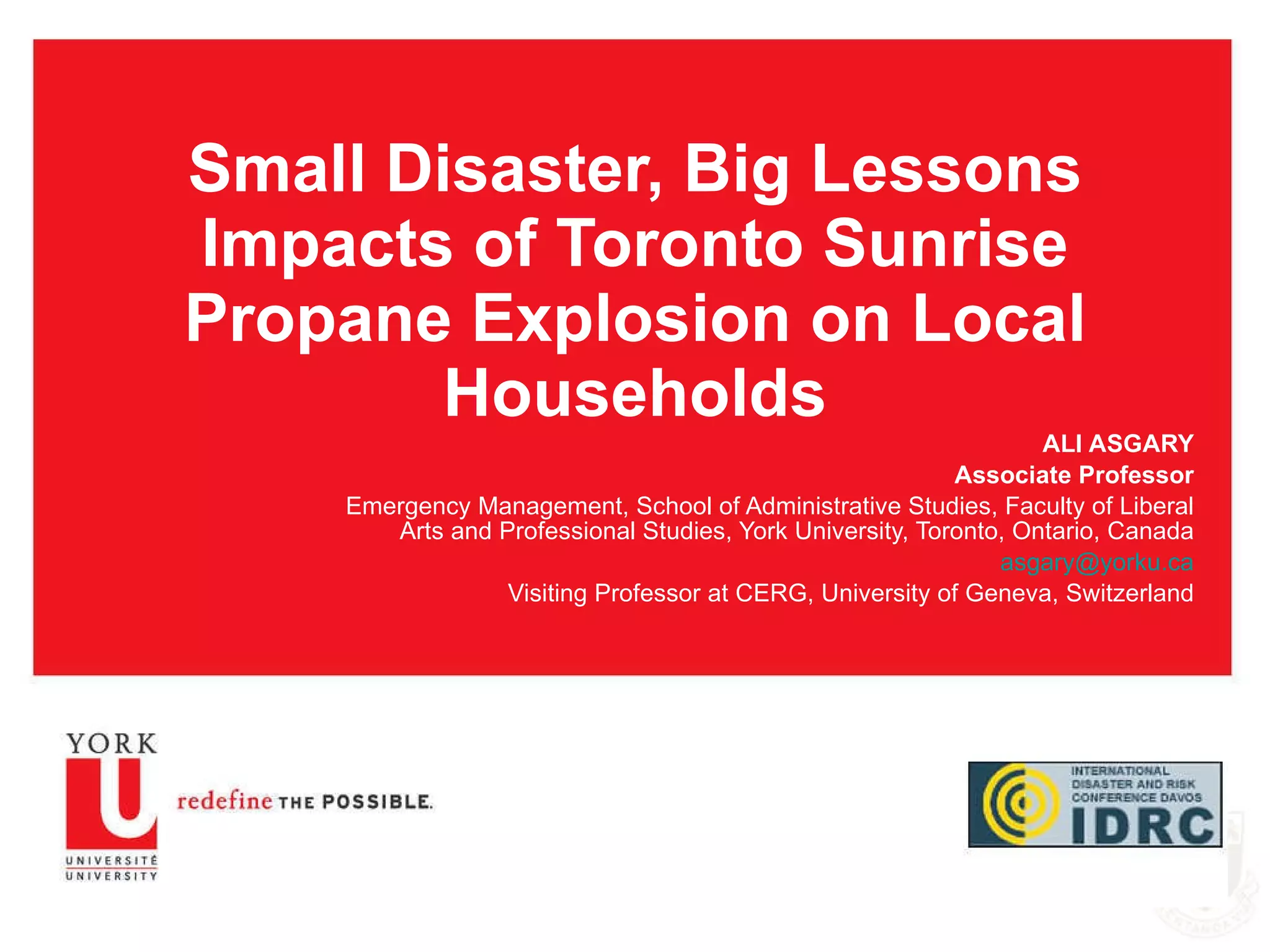 Small Disaster, Big Lessons: Impacts of Toronto Sunrise Propane ...
