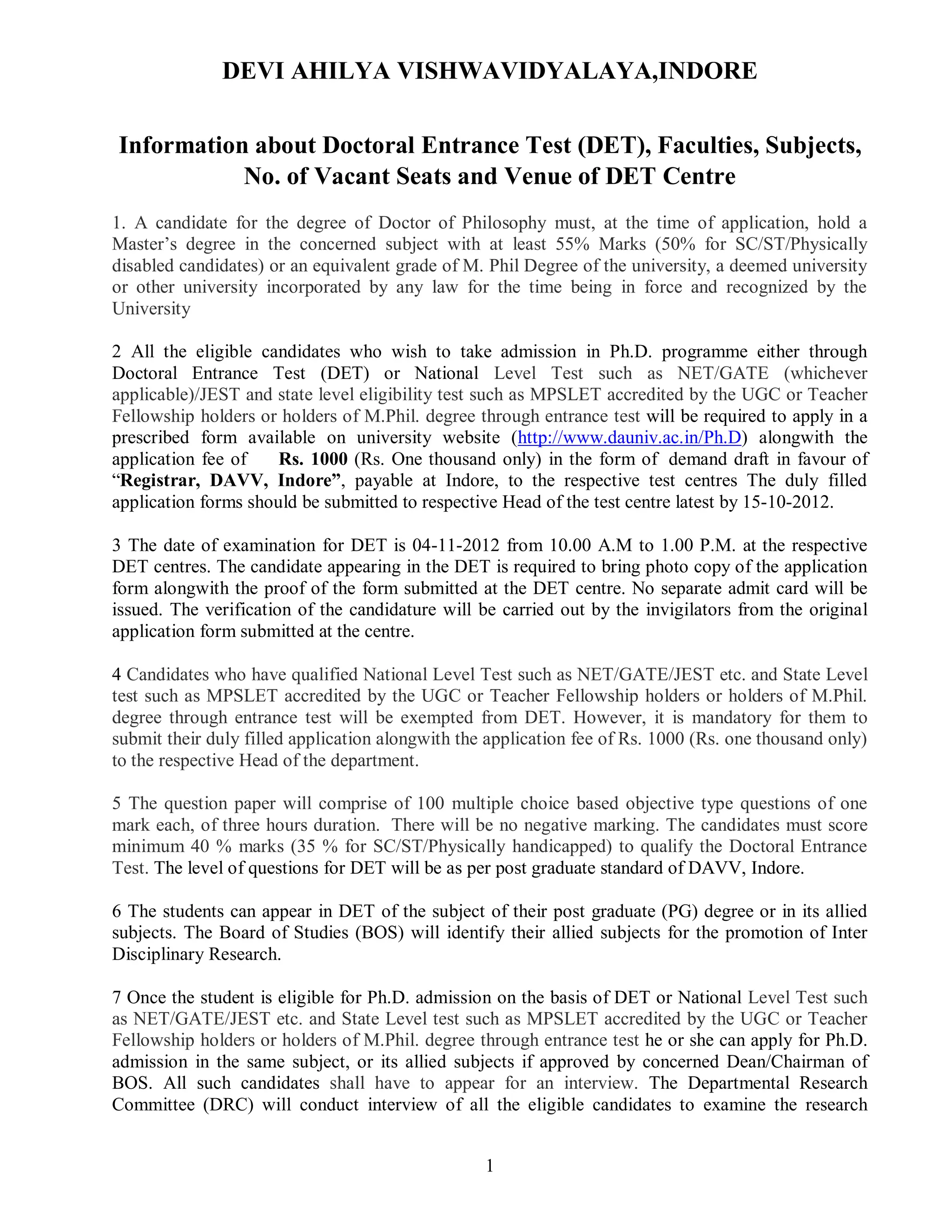 Davv ph dfinal_info_2012 | PDF