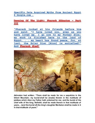 Dawning of the light pharaoh akhnaton – part iii. | DOCX | Christianity ...