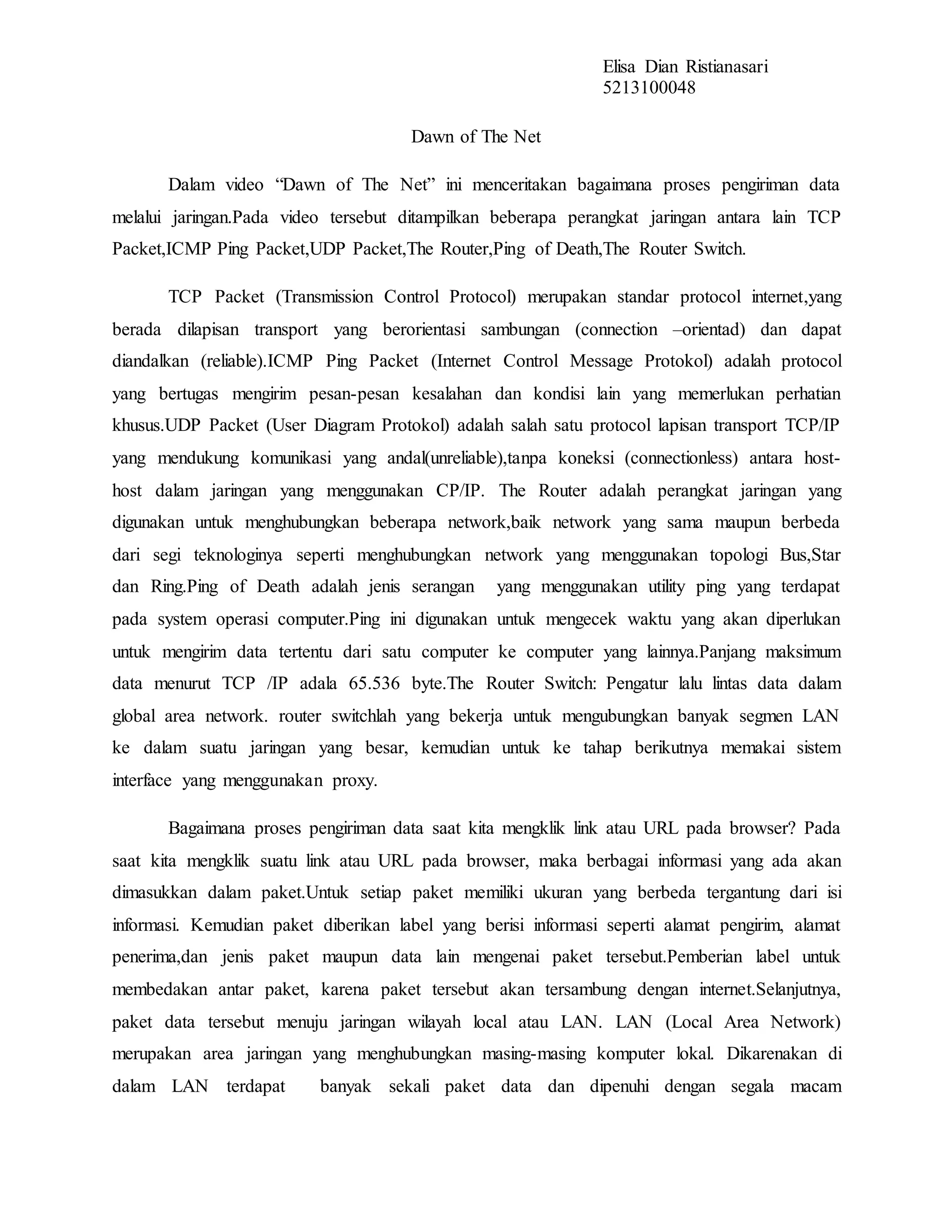 Dawn of the net | DOCX