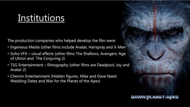 Dawn of the planet of the apes | PPTX | Movies | Entertainment