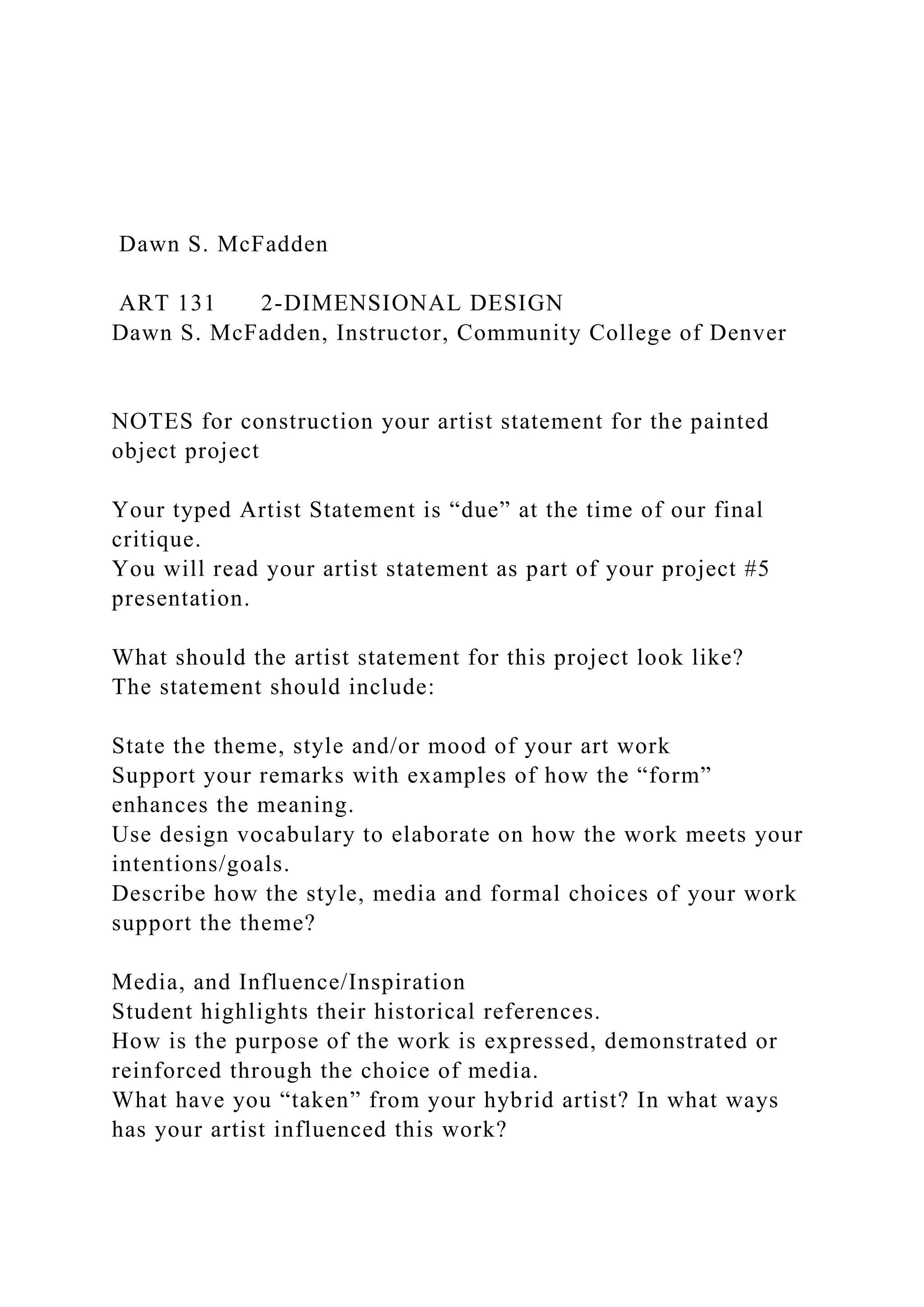 Dawn S. McFadden ART 131 2-DIMENSIONAL DESIGN D.docx